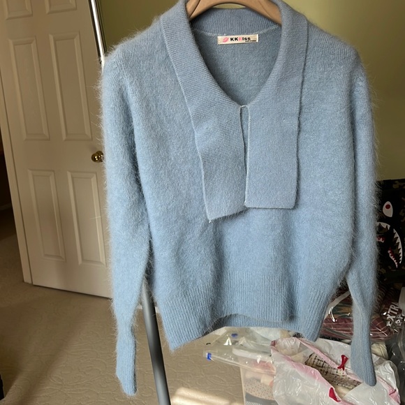 KK Kiss | Tops | Kk Kiss Wool Mohair Pastel Blue Sweater Winter ...